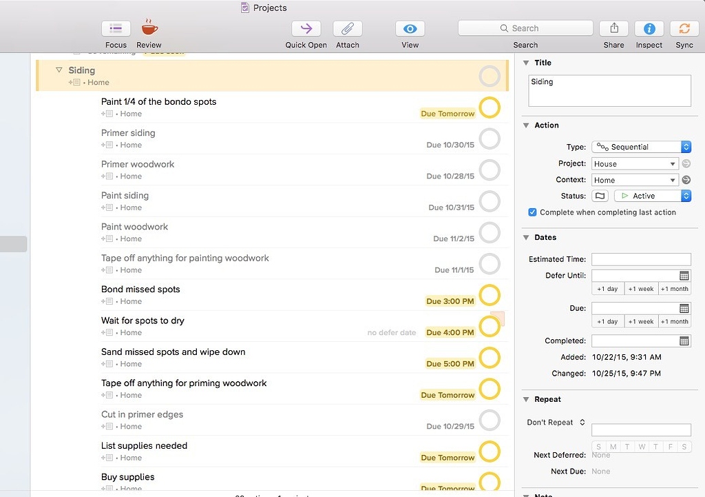 Different Views for sequential projects not showing correct next/available action - OmniFocus ...