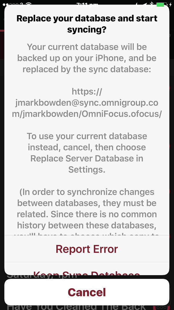 Replace Your Database And Start Syncing Issues - OmniFocus for iOS - The Omni Group User Forums