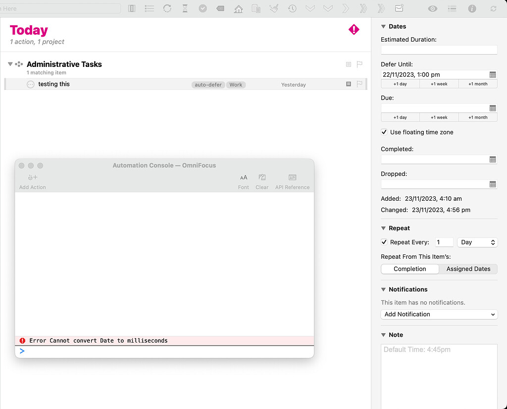 Automating my daily updating of Defer Dates and Times (error running ...