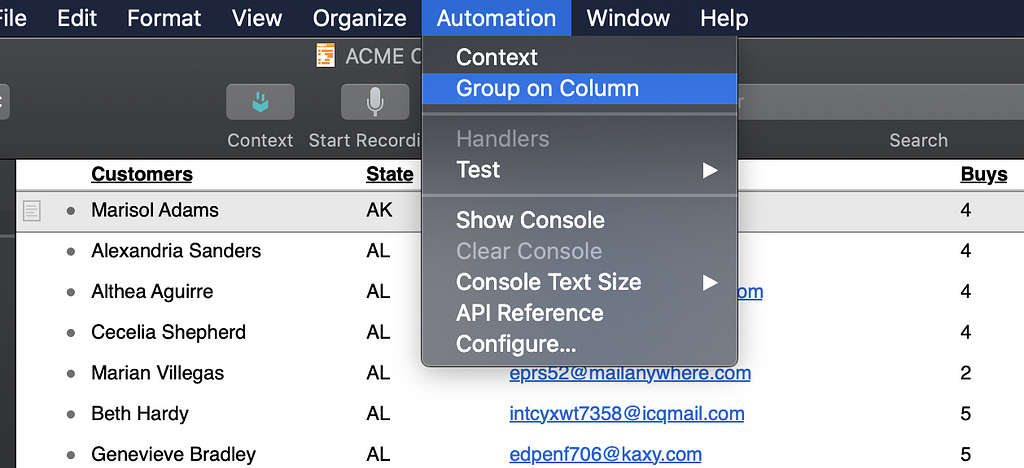 Group by Column - outline.organize - OmniOutliner Automation - The Omni Group User Forums